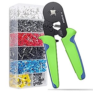 Ferrule Crimping Tool - FORTUNEW® Self-adjustable Wire Crimping Tool Kit AWG 23-7（0.25-10 mm²） with 1200 terminals crimping tool set