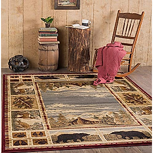 Lakeside Retreat Red Large 9x12 Area Rugs for Living Room - Bedroom or DiningRoom - Cabin, Lodge and Farmhouse Style Rustic Indoor Carpet