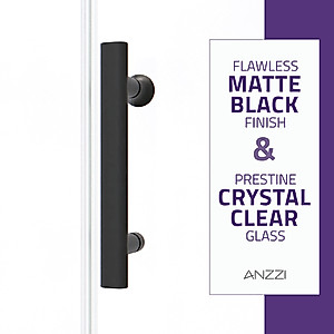 ANZZI 72 x 60 inch Framed Shower Door in Matte Black, Halberd Water Repellent Glass Shower Door with Seal Strip Parts, Easy Gilde Rollers Sliding Shower Door, SD-AZ052-02MB