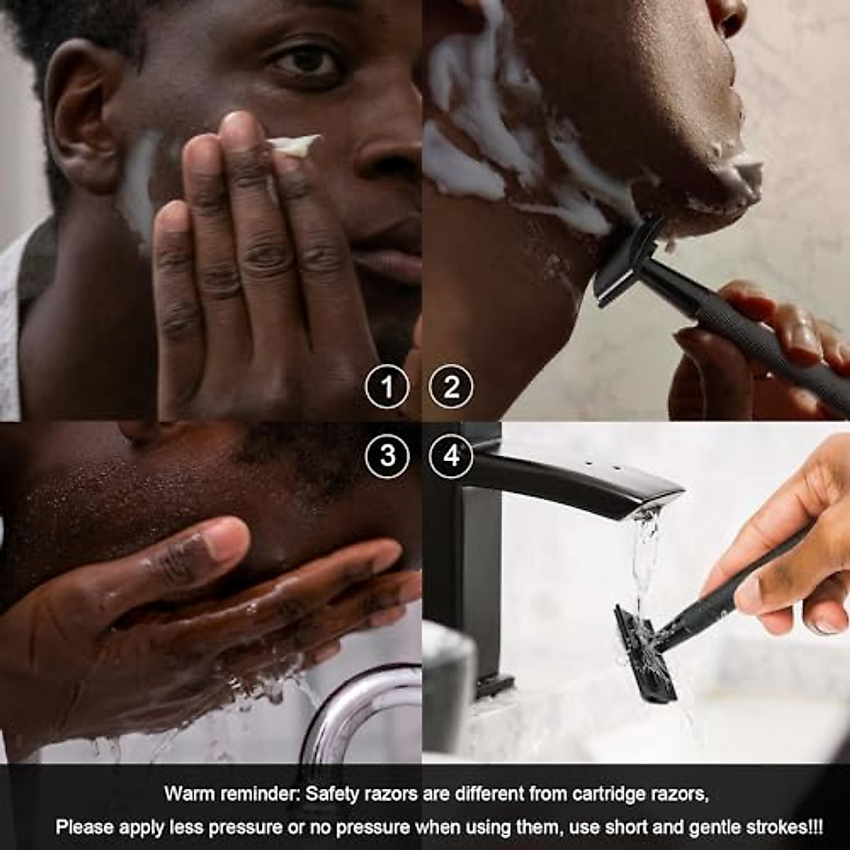 Matte Black Double Edge Safety Razor for Men, with 10 Platinum Coated Double Edge Safety Razor Blades, Single Blade Razor for Men Shaving, Reusable Travel Essentials Women Razor