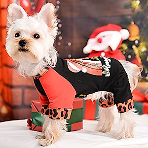 Dog Pajamas for Small Dogs Girl Boy Puppy Pjs Pet Onesies for Chihuahua Yorkie Teacup Cute Christmas Leopard Soft Stretch Cat Clothes Outfit Apparel Doggy Jumpsuit, Small,Leopard Christmas Tree