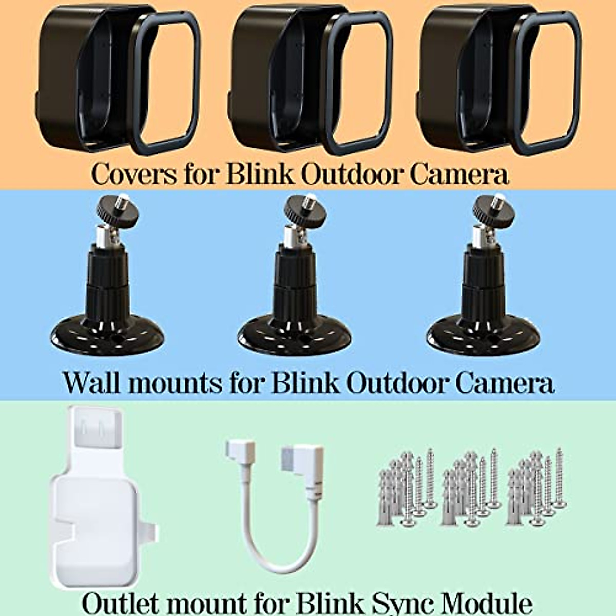 All-New Blink Outdoor Camera Mount, 3 Pack Protective Cover and 360° Adjustable Mounting Bracket with Blink Sync Module 2 Mount for Blink Outdoor Camera Security System (Blink Camera Not Include)