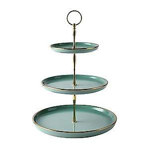 Fruit Basket for Kitchen 3 Tier Porcelain Cupcake Stand, Tiered Serving Cake Stand, Dessert Stand, Weddings Parties Pastry Serving Tray Tier Tray Stand Fruit Bowl/Fruit Bowls (Color : Brass)