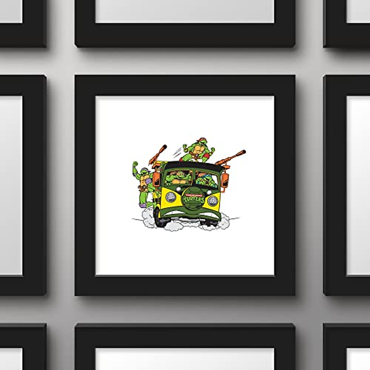 Trends International Gallery Pops Nickelodeon Teenage Mutant Ninja Turtles - Party Wagon Wall Art Wall Poster, 12" x 12", Black Framed Version