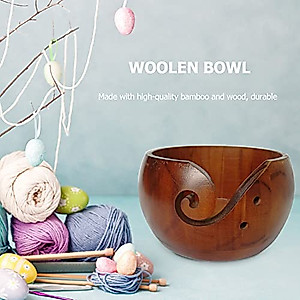 Natural Wooden Yarn Storage Bowl Organizer Knitted Crocheted Sewing Holders