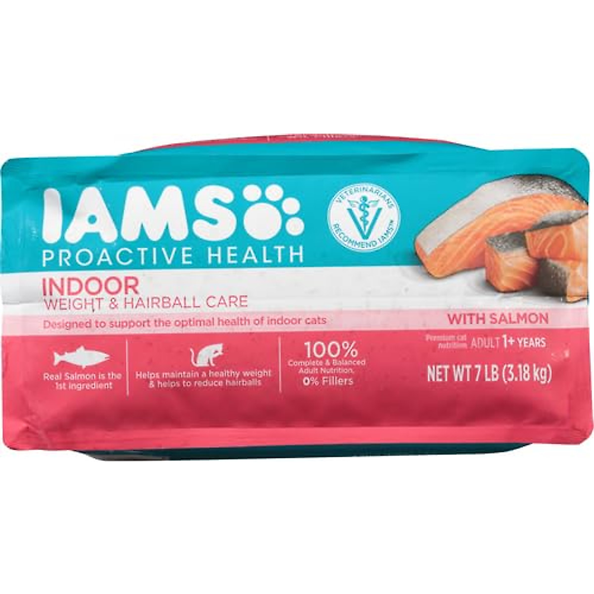 IAMS Proactive Health Adult Indoor Weight & Hairball Care Dry Cat Food with Salmon, 7 lb. Bag