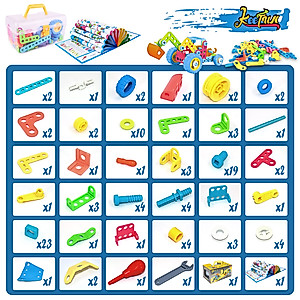 keefun Building Toys for Kids Ages 4-8, STEM Toys 6 in 1 Engineering Building Blocks Set, 118 Pieces Educational Construction Kit with Storage Box, Gifts for Kid Ages 4 5 6 7 8 Year Old Boys Girls