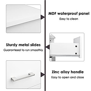 TTVIEW 5 Drawer Dresser Chest, Freestanding Dresser Storage Tower with Metal Handles, White Storage Cabinet for Living Room, Kitchen, Entryway, Closet