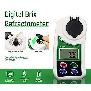 HOJILA Digital Brix Refractometer Brix Meter Pocket Refractometer with ATC for Sugar Content Test, Range 0~55% Brix