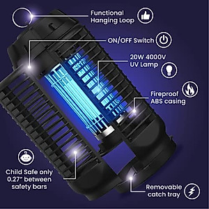 LiBa Electric Bug Zapper, Outdoor & Indoor Insect Killer with Switch – 4000V Powerful Grid, 20W Extra Brightness IPX4 Waterproof Mosquito Repellent Outdoor, Fly Traps for Backyard Patio