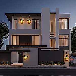 Solar Lantern Outdoor Vintage Metal, KINGLEAD Hanging Solar Lights Flickering Flame Lantern for Halloween Decorative Garden Patio Yard Porch Outdoor Waterproof Wall lights with Wall Mount Kit (2 Pack)