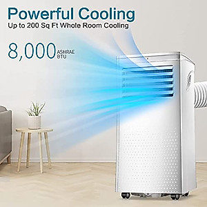 Kismile Portable Air Conditioners 8,000 BTU,Cooling, Dehumidifier & Fan 3-in-1,Air Conditioner Portable with Remote Control, Quiet AC Unit for Room/Office