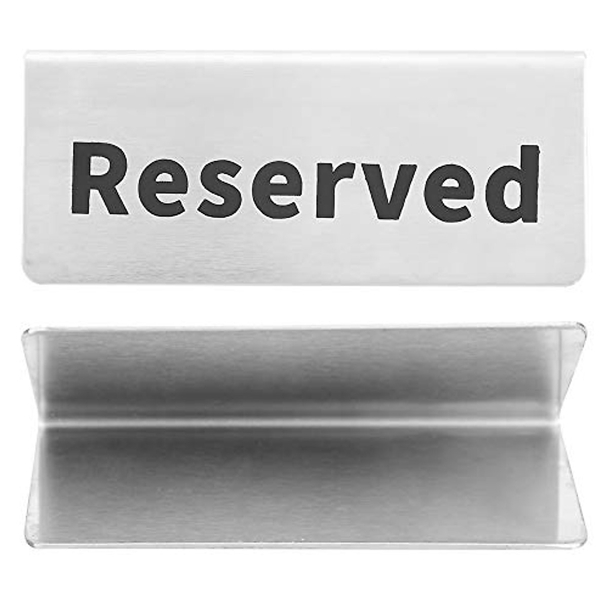 01 V‑Type Reusable Easy to Clean Restaurant Supplies Table Sign, Silver Stainless Steel Table Sign, Weddings for Home Hotels Catering Events(Reserved)
