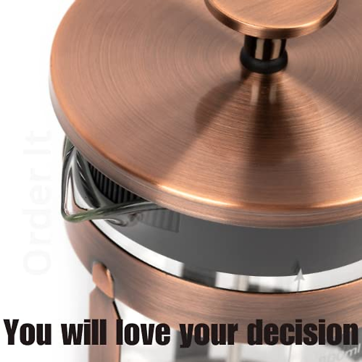 coffee press French Press Coffee Maker with 2 Extra Screens, 34oz, French Press Stainless Steel 304 Grade, Easy Disassemble Design Double Filter, Thick Heat Resistant Glass Pot (Copper)
