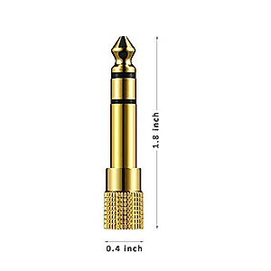 3 Packs Stereo Audio Adapter Converter, 6.35mm (1/4 inch) Male to 3.5mm (1/8 inch) Female Headphone Gold Plated Pure Copper Jack Plug for Guitar Headphones Amp