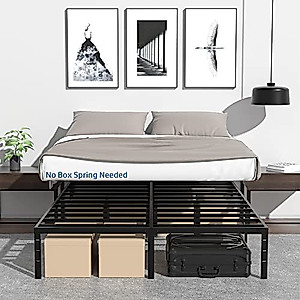 ANBLIZE Bed Frame Full Size with Heavy Duty Steel Slat,High Platform Metal Bed Frames,9-Leg Support 14 Inch Bedframe Easy Assembly Sturdy,Black
