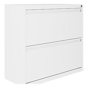 Hirsh 30" W Modern Metal Lateral File Cabinet with 2 Drawers & Secure Lock, Powder Coat, for Home/Office, in White Finish