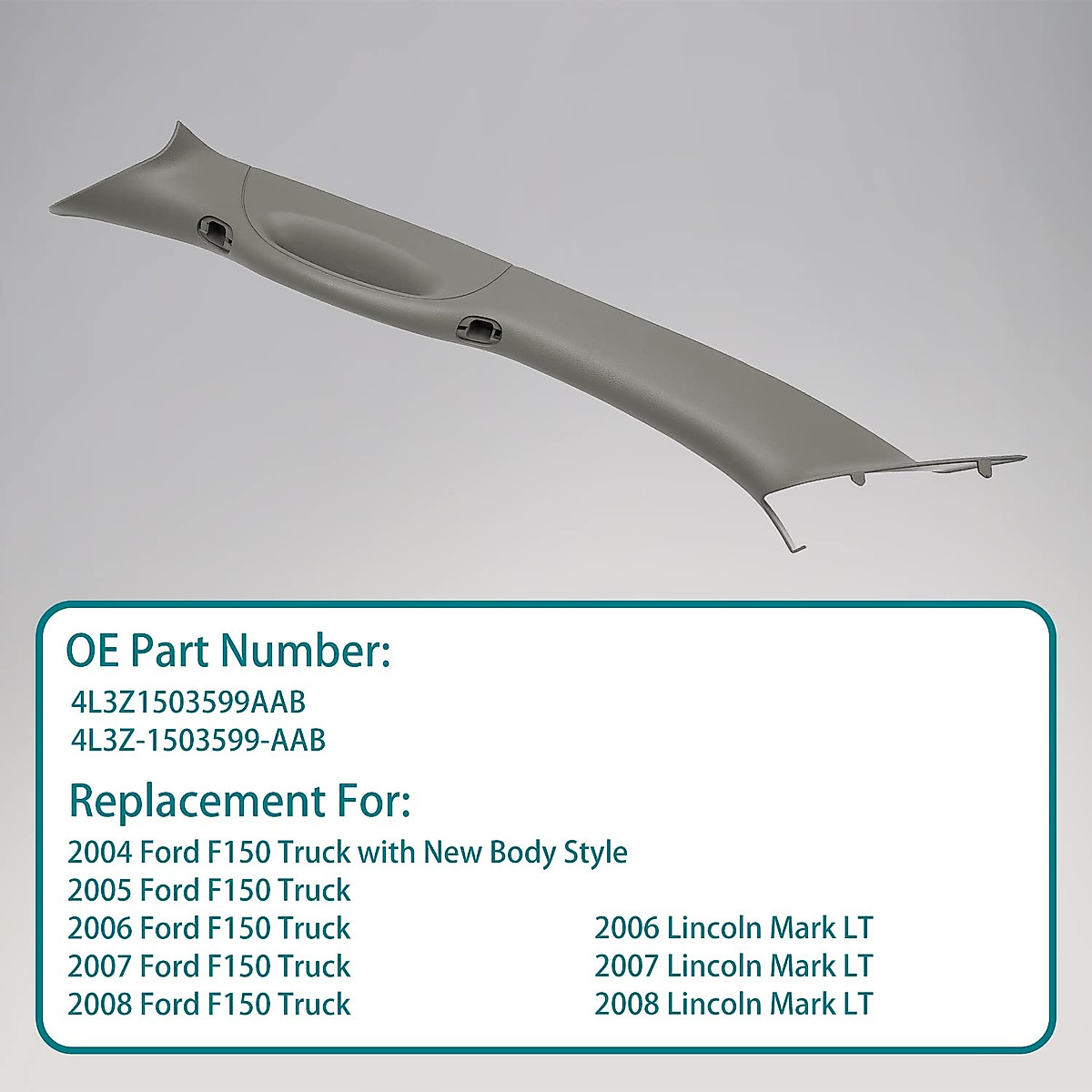 HQPASFY A Pillar Interior Trim Handle Driver Side Gray LH Compatible with 2004-2008 Ford F150 2006-2008 Lincoln Mark LT Replace# 4L3Z1503599AAB, 4L3Z-1503599-AAB