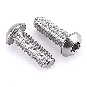 3/8-16 x 1 Button Head Socket Cap Bolts Screws, 304 Stainless Steel 18-8, Full Thread, Coarse Thread UNC, Allen Hex Drive, 25 PCS