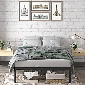 Yitong Angel 14 Inch Queen Bed Frame with Round Corner Edge Legs, 3500 lbs Heavy Duty Metal Platform Bed Frame Queen Size, Steel Slats Support/No Box Spring Needed/Noise Free/Non-Slip