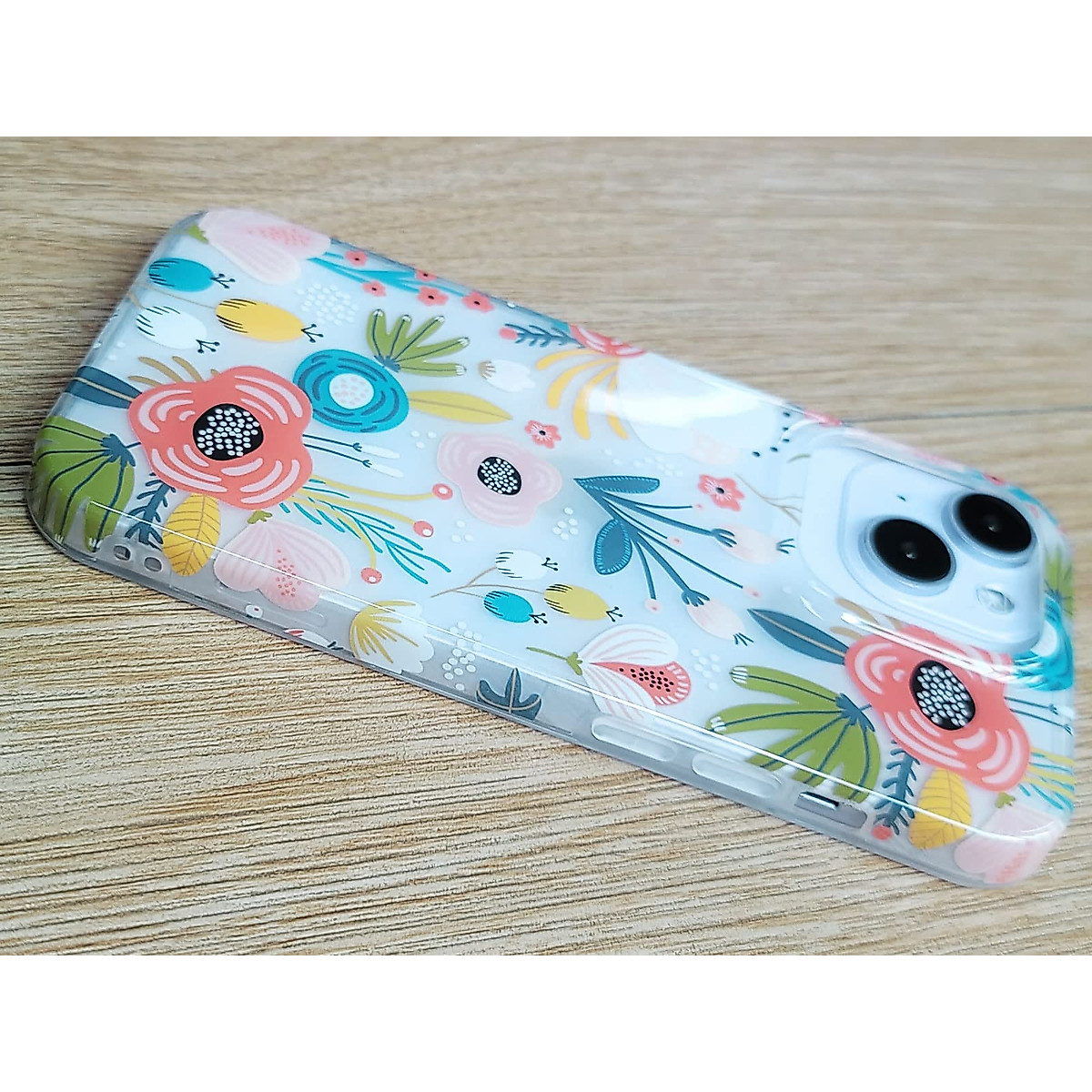 J.west iPhone 13 Case, Clear Floral Flexible TPU Shockproof Cover Transparent Elegant Designs Durable Protective Women Girls Flower Phone Case 6.1"