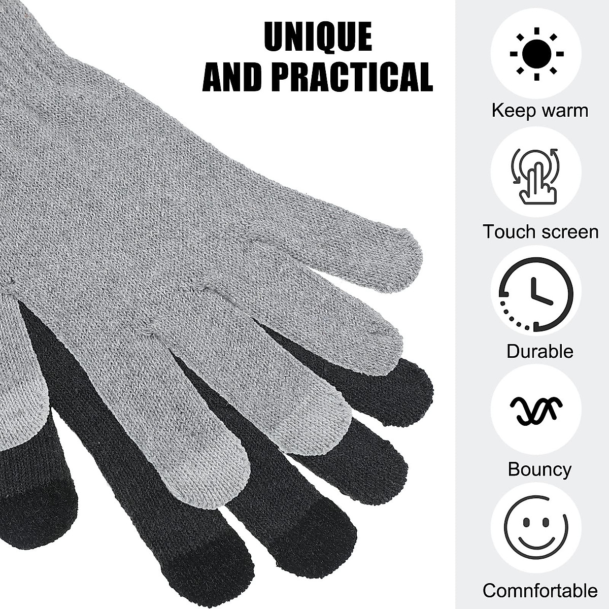 4 Pairs Knit Long Touchscreen Gloves Thermal Gloves Anti-slip Hand Warming Gloves Arm Warmers with Fingers Elastic Men Women Knit Gloves Soft Thermal Texting Gloves