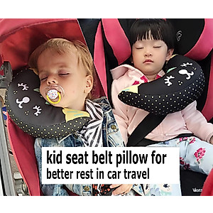Kids Seat Belt Pillow Soft Car Seat Neck Support Cushion Pad Safety Belt Sleep Pillow Car Seat Strap Cover Headrest Travel Pillow Shoulder Pad for Car Airplane Seat Pushchair