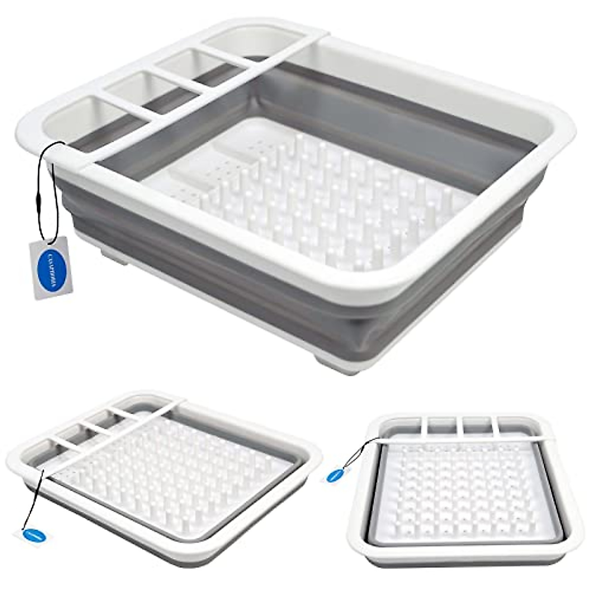 Casaphoria Collapsible Small Dish Dryer Foldable Dish Drying Rack Large Dishes Over The Sink for Kitchen Counter Plate Rack,Plastic Portable Dinnerware Organizer-Space Saving Kitchen Storage Tray