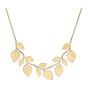 CENAPOG Bohemian Glitter Hammered Leaf Collar Necklace for Women Plant Necklace Chunky Tree Life Choker Necklace Vintage Sparkly Bib Necklace for Evening Party Fashion Jewelry (Gold)