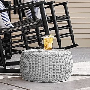 Household Essentials Gray Wicker Patio Ottoman Footstool