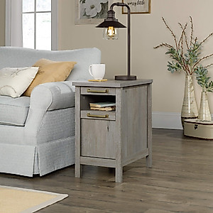Sauder Cannery Bridge Narrow Side, Nightstand, End Table, L: 14.37" x W: 22.44" x H: 25.83", Mystic Oak