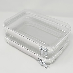 Zip Bins Clear Storage Bins for Home Organization | Stackable Hard Shell Zipper Case to Organize Playroom Toy Bin | Zippered Hard Pouch Container TSA Approved Toiletry Bag Travel Bags for Toiletries