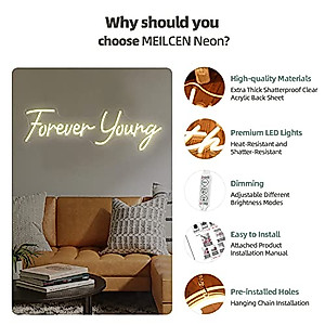 Forever Young Neon Sign With Dimmable Neon Night Wall Decor For Wall Art Decor For Girls Birthday Party Wedding Living Room Office Bar Bedroom Decor Reusable Warm White