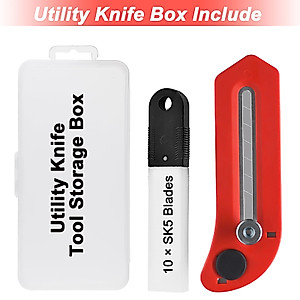 Heavy-duty Utility Knife with Comfortable Silicone Cover, Stainless Steel Retractable Box Cutter, Ergonomic Grip Handle, Quick Change Blade Snap off Cutter Knife with 10 Extra SK5 18mm Wide Blades