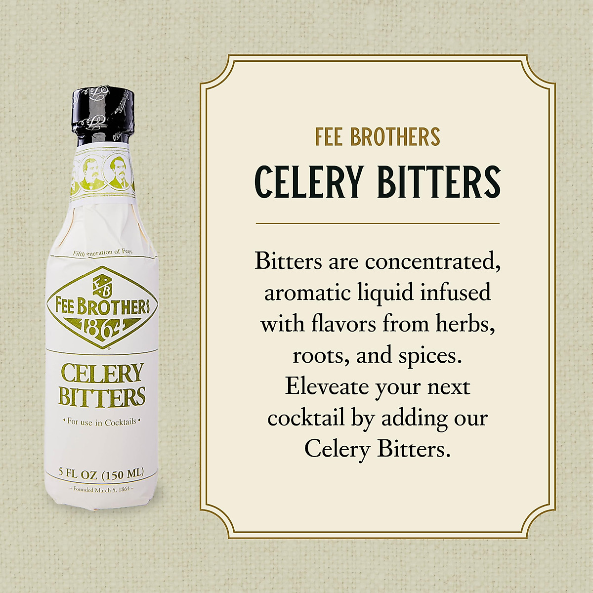 Fee Brothers Celery Cocktail Bitters - Aromatic Cocktail Mixer & Concentrated Flavoring, Gluten Free, Vegan-Friendly, 5 fl oz