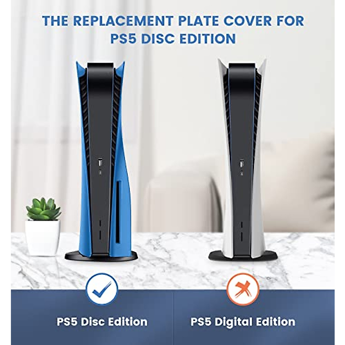 Wedorat PS5 Plate Starlight Blue Faceplate PS5 Cover Skin Replacement, Playstation 5 Game Console Case Cover Hard Shell Hard Shockproof ABS Anti-Scratch PS5 Side Plate Accessories Star Blue