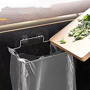 Cabilock Door Hook Hangers 2 Sets Cabinet Door Trash Bag Holder Stainless Steel Kitchen Garbage Bag Hook Hanging Trash Rack Wastebasket for Kitchen Bathroom Cupboard Wall Towel Gloves Hanger