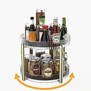 WAYIFON Lazy Susan Turntable Storage Organizer, Non-Skid 2 Tier Lazy Susan 11" Spice Rack, 360 Degree Rotating Acrylic Cabinet Organizer for Kitchen Cosmetic Pantry Bathroom
