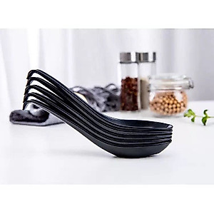 JapanBargain 4889, Set of 8 Chinese Soup Spoons Japanese Soup Spoons Wonton Soup Spoons Rice Spoons Pho Spoons Ramen Soup Spoons Dinner Spoons, Black, 6.5 inch