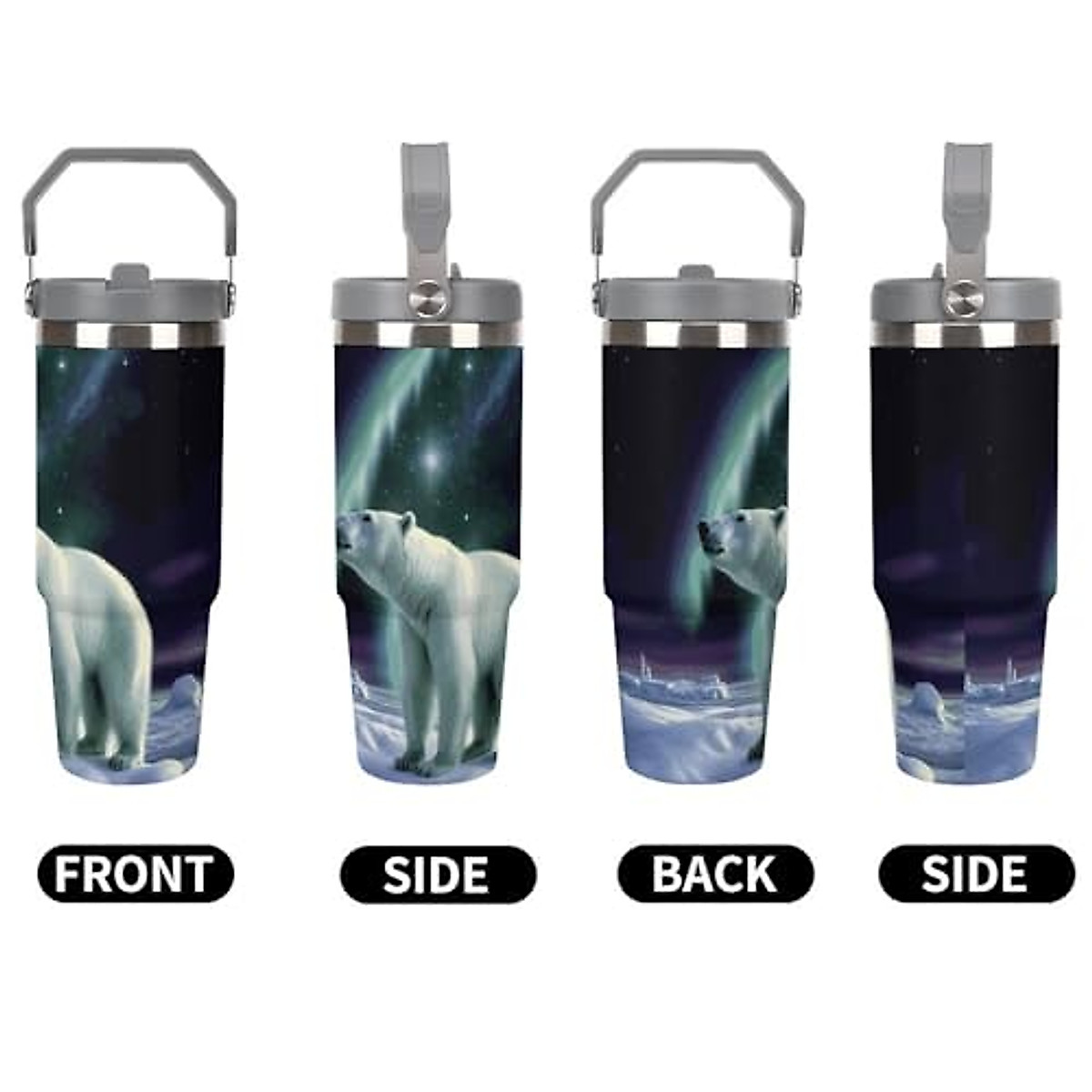 SYJTGDE Large Capacity Car Cup Polar Bears Northern Lights Fashionable Upgrade Car Cup Advanced And Beautiful Travel Cup