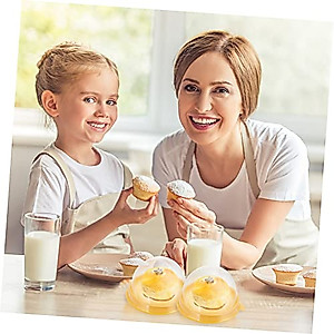 Yardenfun 100pcs Packing Cake Box Clear Plastic Gift Box Favor Boxes for Wedding Mini Cake Stand Mooncake Packaging Box Mini Cake Carrier Clear Plastic Mini Cupcake Plastic Baking Boxes Yolk