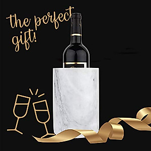 Homeries Marble Wine Chiller Bucket - Wine & Champagne Cooler for Parties, Dinner – Keep Wine & Beverages Cold – Holds Any 750ml Bottle - Ideal Gift for Wine Enthusiasts