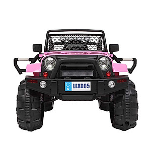 VALUE BOX Extra Larger Ride On Truck, 12V Battery Electric Kids Toddler Motorized Vehicles Toy Car w/Remote Control, 3 Speeds, Spring Suspension, Seat Belts, LED Lights and Realistic Horns (Pink)