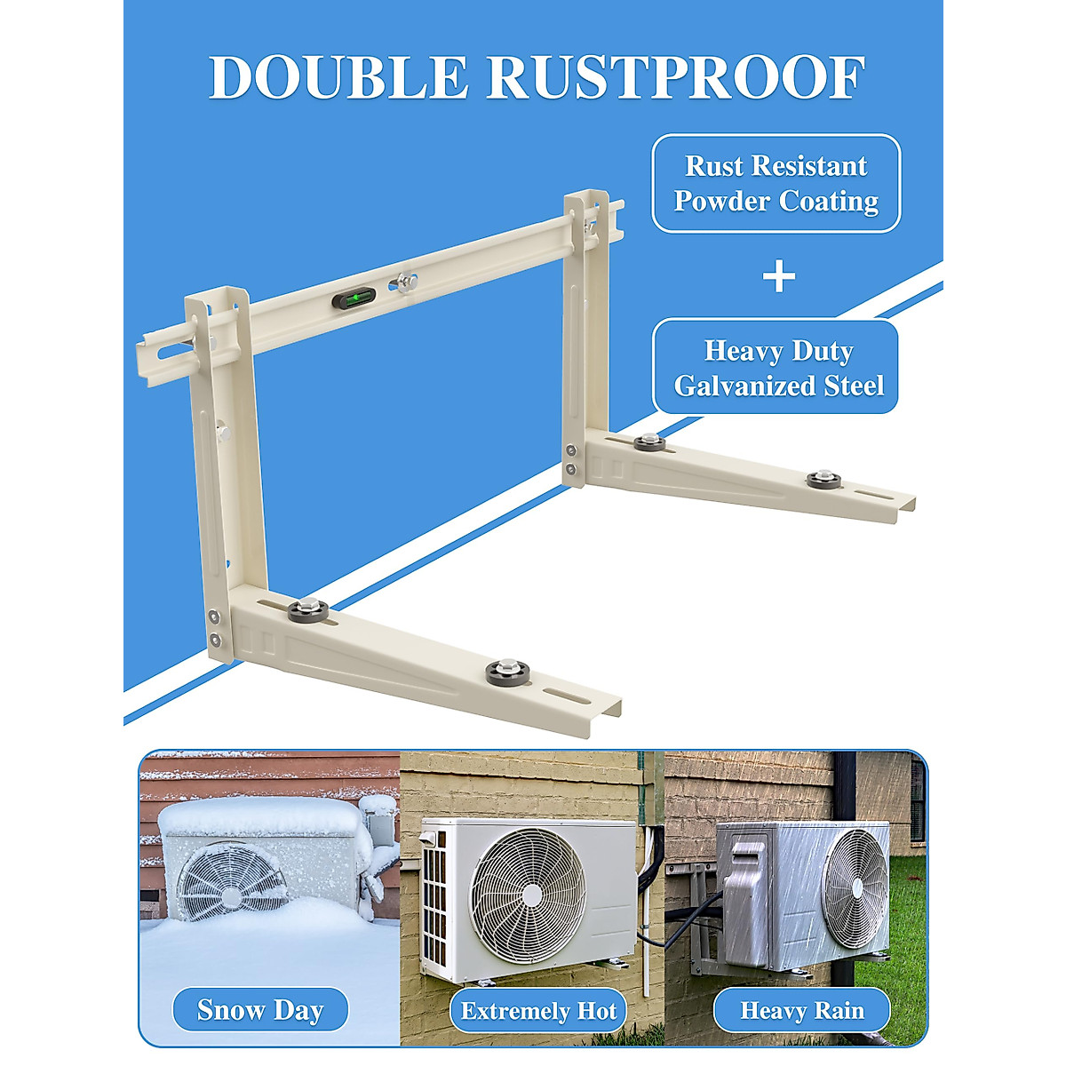 Mini Split Wall Mounting Bracket Outdoor, for 7000-12000 BTU Universal Ductless Air Conditioners, Heat Pumps, Compressors & HVAC Systems, Heavy-Duty Foldable Mini Split Bracket Max 400 Lb Capacity