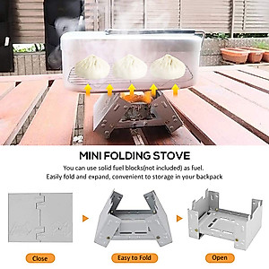 Lixada Mini Folding Stove Lunch Box Steaming Rack Combo Set for Picnic Camping Hiking Fishing Mountaineering