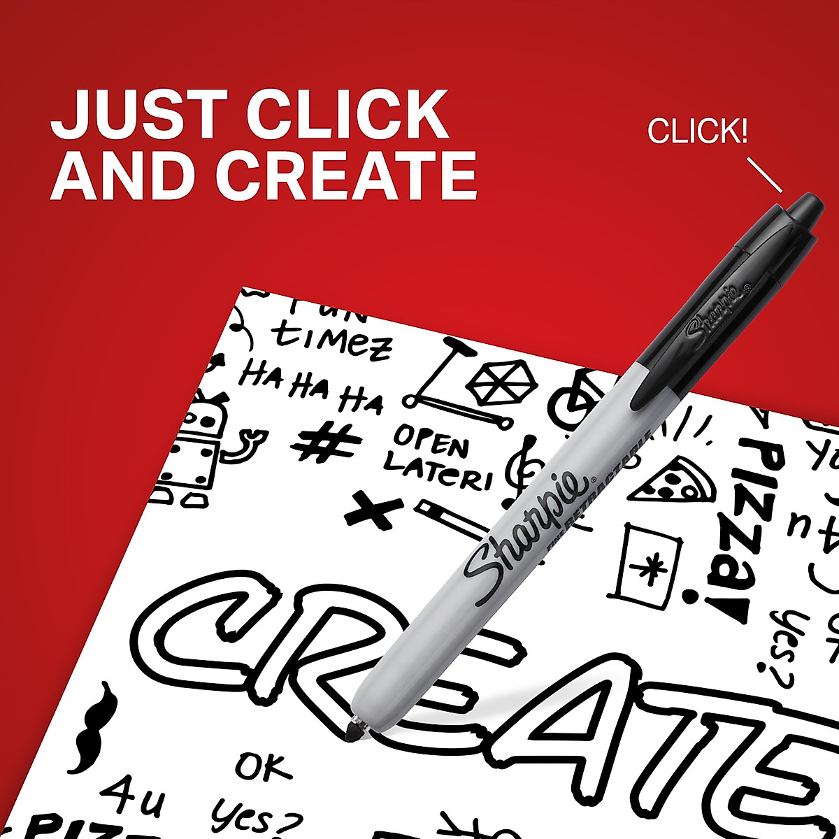 Sharpie Retractable Permanent Markers, Fine Point, Black, 12 Count