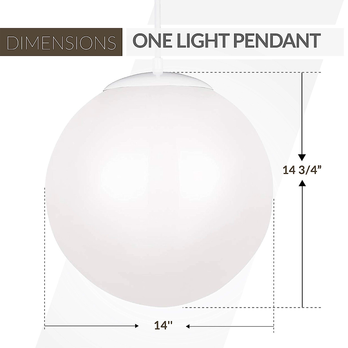 Sea Gull Lighting 6024-15 Leo Globe Pendant Hanging Modern Fixture, One - Light, White
