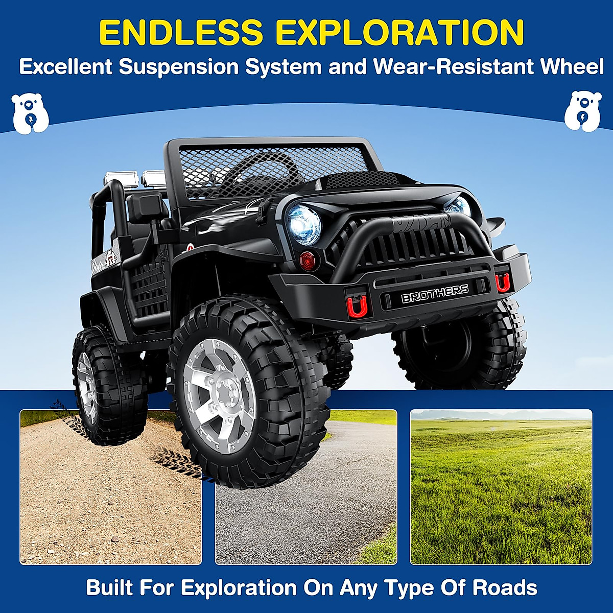 LIGIANT L8 Ride On Car, 12V Kids Electric Car w/Remote Control, 2 Seater, Spring Suspension, Bluetooth Speaker, Multi Music Modes, 3 Speeds, LED Lights, Xmas & Birthday Gift Ideas for Kids Ages 3-8