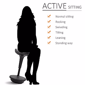 Vinsetto Lift Wobble Stool Standing Chair with 360° Swivel, Tilting Balance Chair with Adjustable Height and Saddle Seat for Active Learning Sitting, Grey