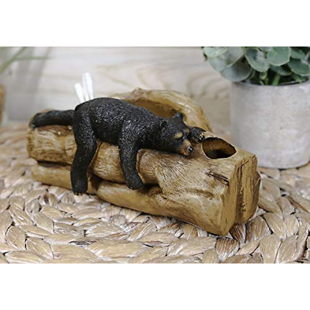 Ebros Rustic Black Bears Climbing Logs Woodlands Forest Bathroom Accent Set of 4 Bar Soap Dish Liquid Soap Pump Bottle Tumbler Cup Toothbrush Holder Western Country Cabin Lodge Decorative Figurines